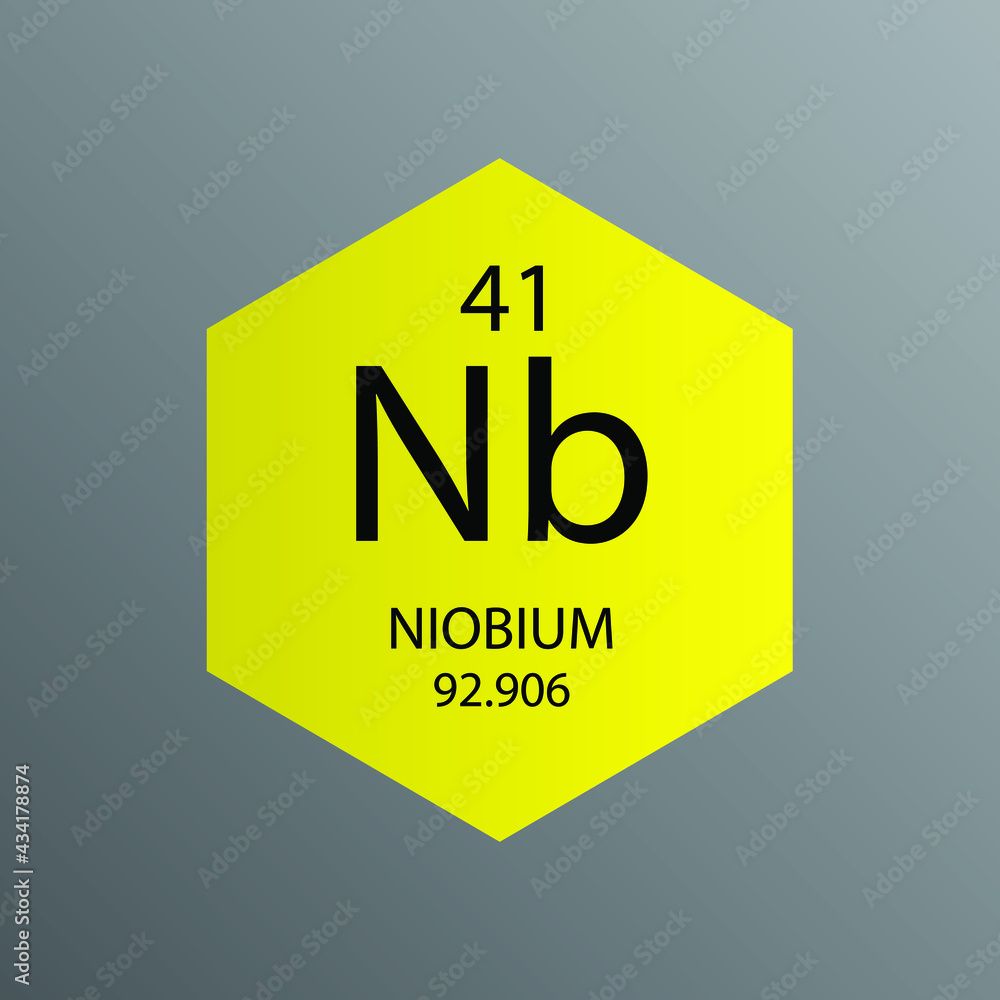 Nb Niobium Transition metal Chemical Element Periodic Table. Hexagon ...