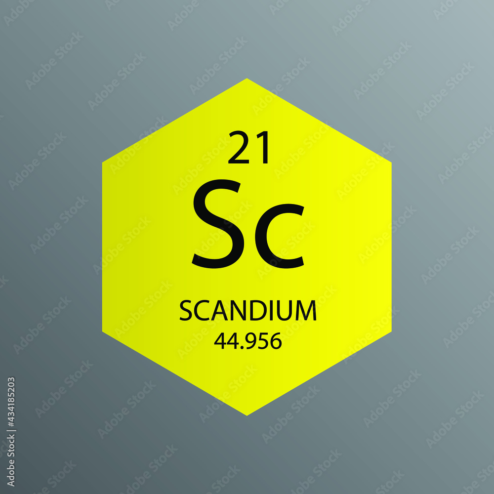 Sc Scandium Transition metal Chemical Element Periodic Table. Hexagon vector illustration ...