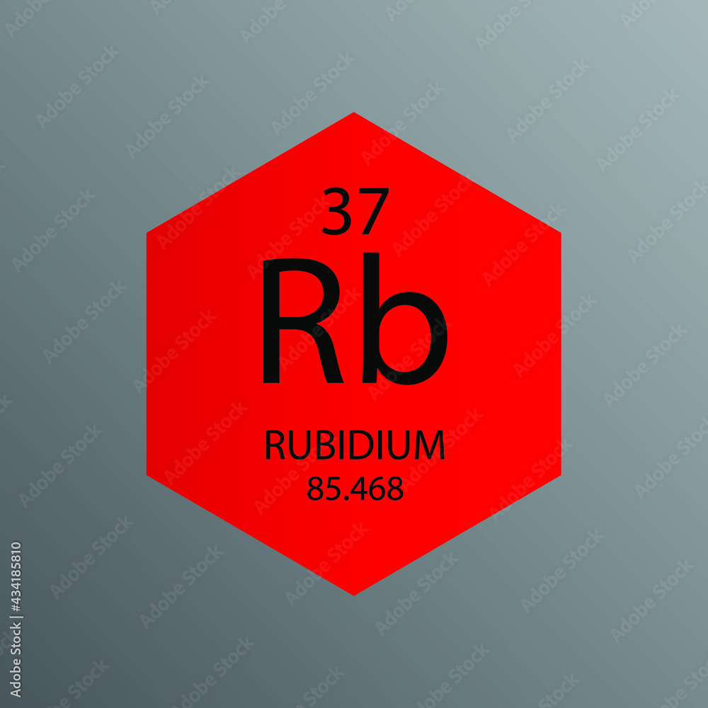 Rb Rubidium Alkali metal Chemical Element Periodic Table. Hexagon ...