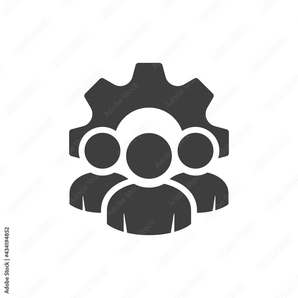 Employee training icon. Business training icon. Gear with people vector ...