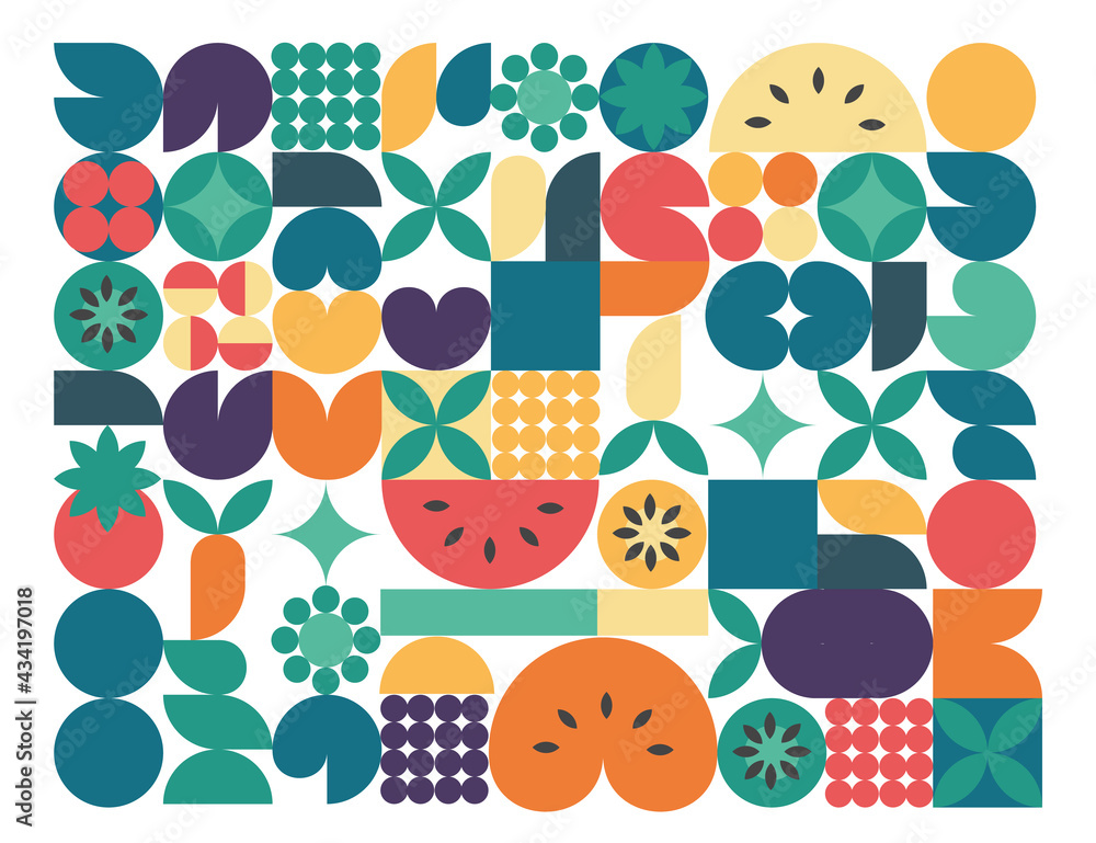geometric vegetables and fruits vector design Stock Vector | Adobe Stock