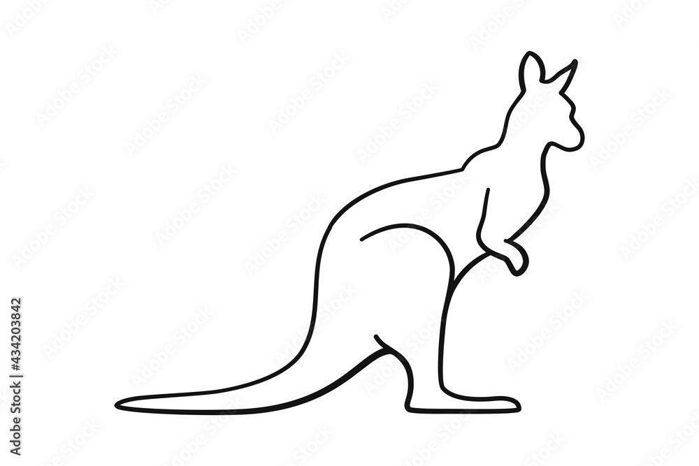 Australian kangaroo animal as outline vector icon Stock Vector | Adobe ...