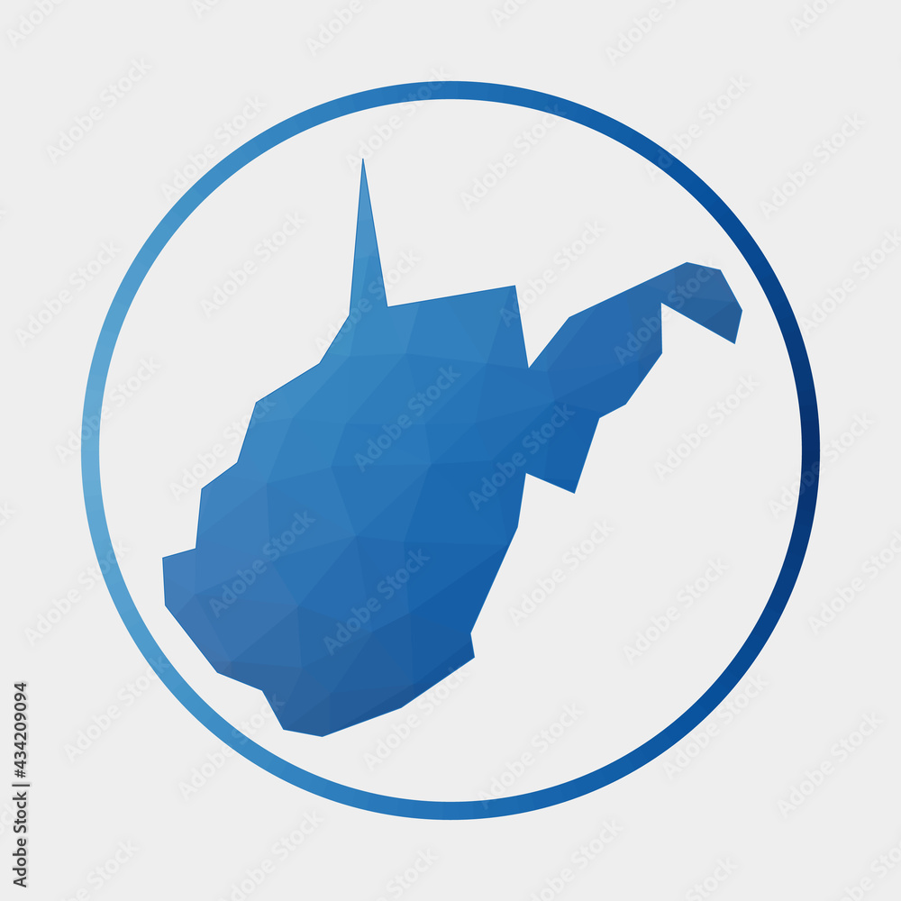 West Virginia icon. Polygonal map of the us state in gradient ring ...