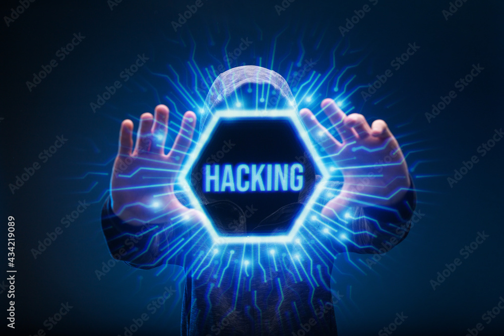 Dangerous hacker. Internet, cyber crime, cyber attack, system, game ...