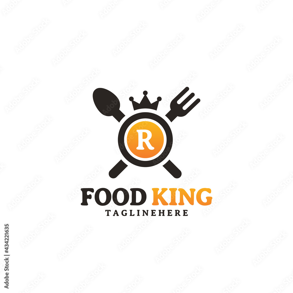 Initial letter R King food Logo Design Template. Illustration vector ...