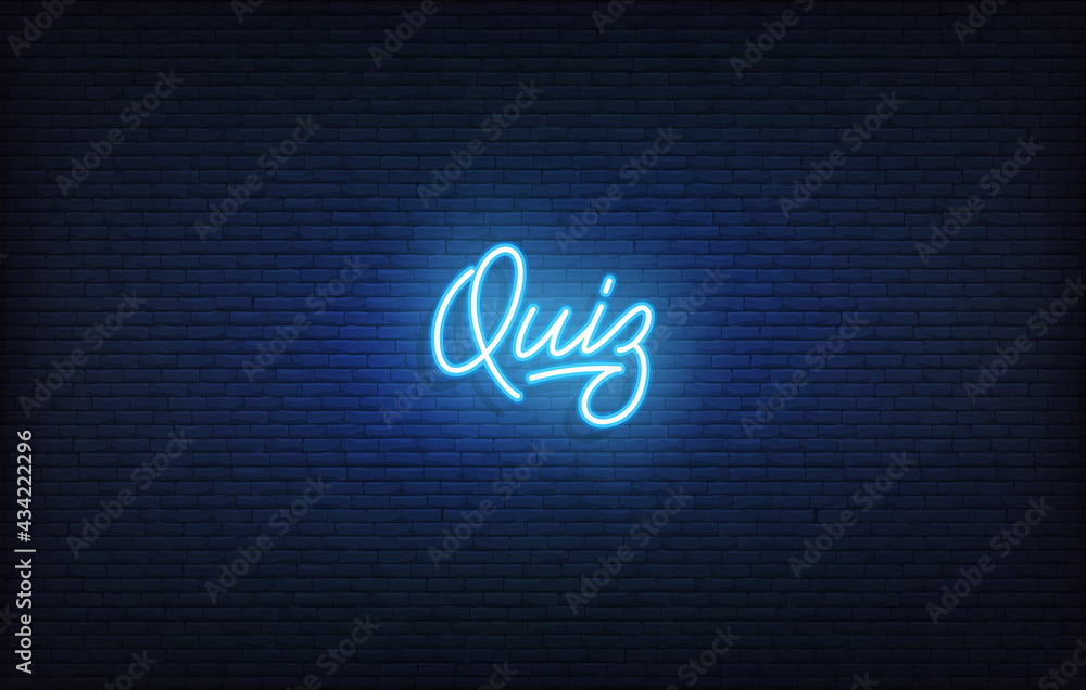Quiz neon sign. Glowing neon lettering Quiz template Stock Vector ...