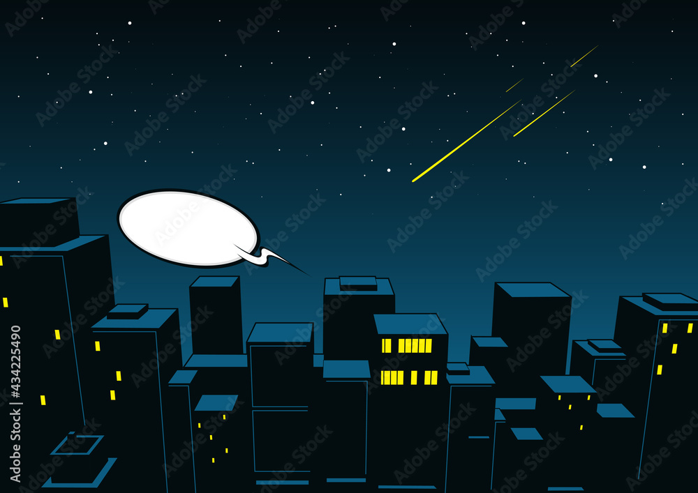 Night City Background, Comic background, illustration of buildings ...