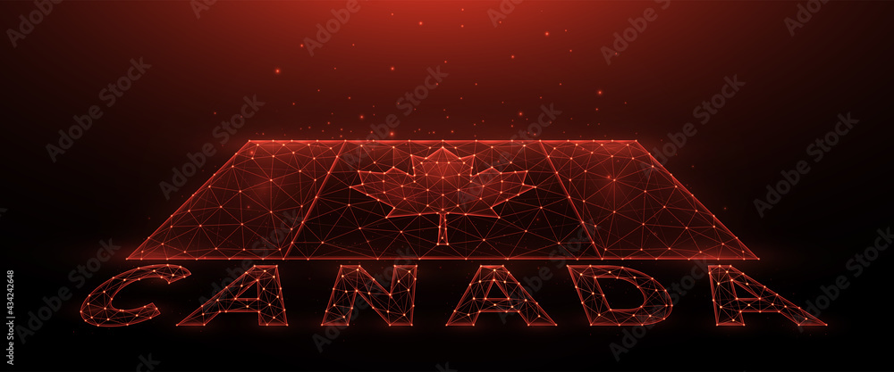 Polygonal vector illustration of a map of Canada. Abstract banner or ...