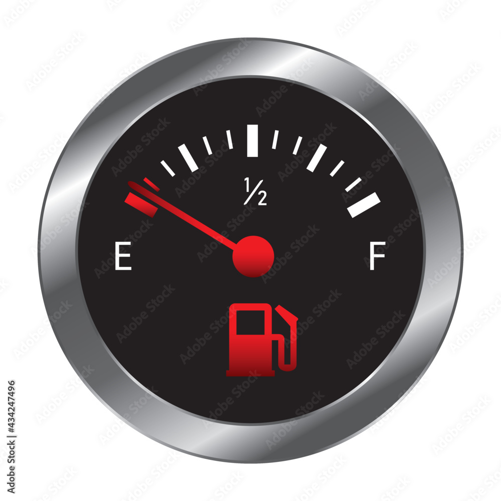 Vector Empty fuel warning light in car dashboard. Fuel pump icon ...