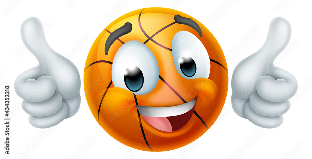 Basketball Ball Emoticon Face Emoji Cartoon Icon Stock Vector | Adobe Stock