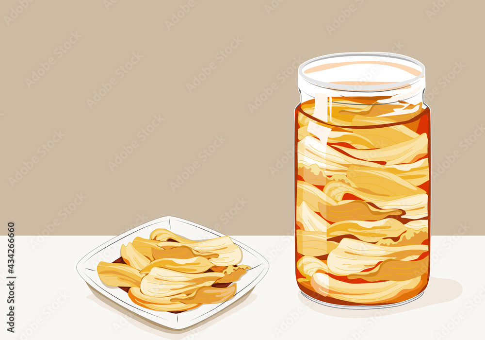 Korean Kimchi-fermented cabbage in a jar and a plate. Isolated cabbage ...