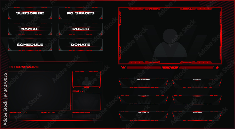 Twitch obs streaming panel overlay design template full package setup ...