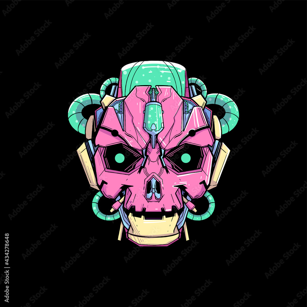 Robot skull illustration helmet future illustration Stock Vector ...