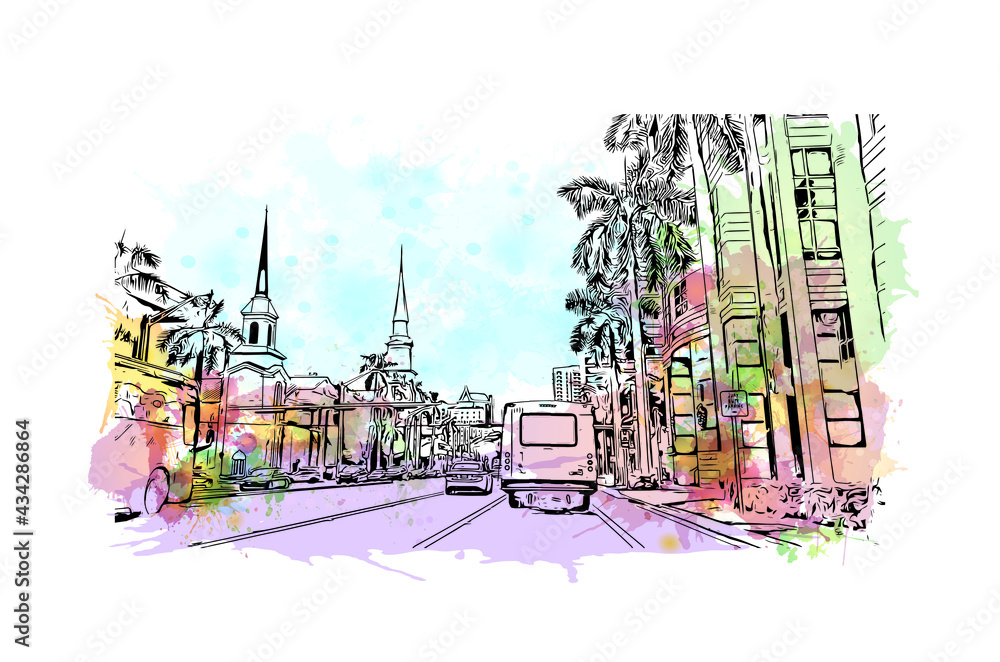 Building view with landmark of Fort Lauderdale is the city in Florida ...