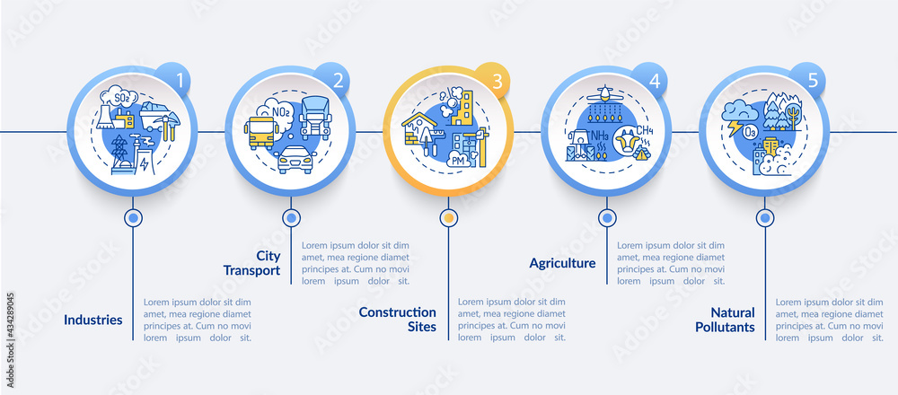 Ambient air pollution vector infographic template. City transport ...