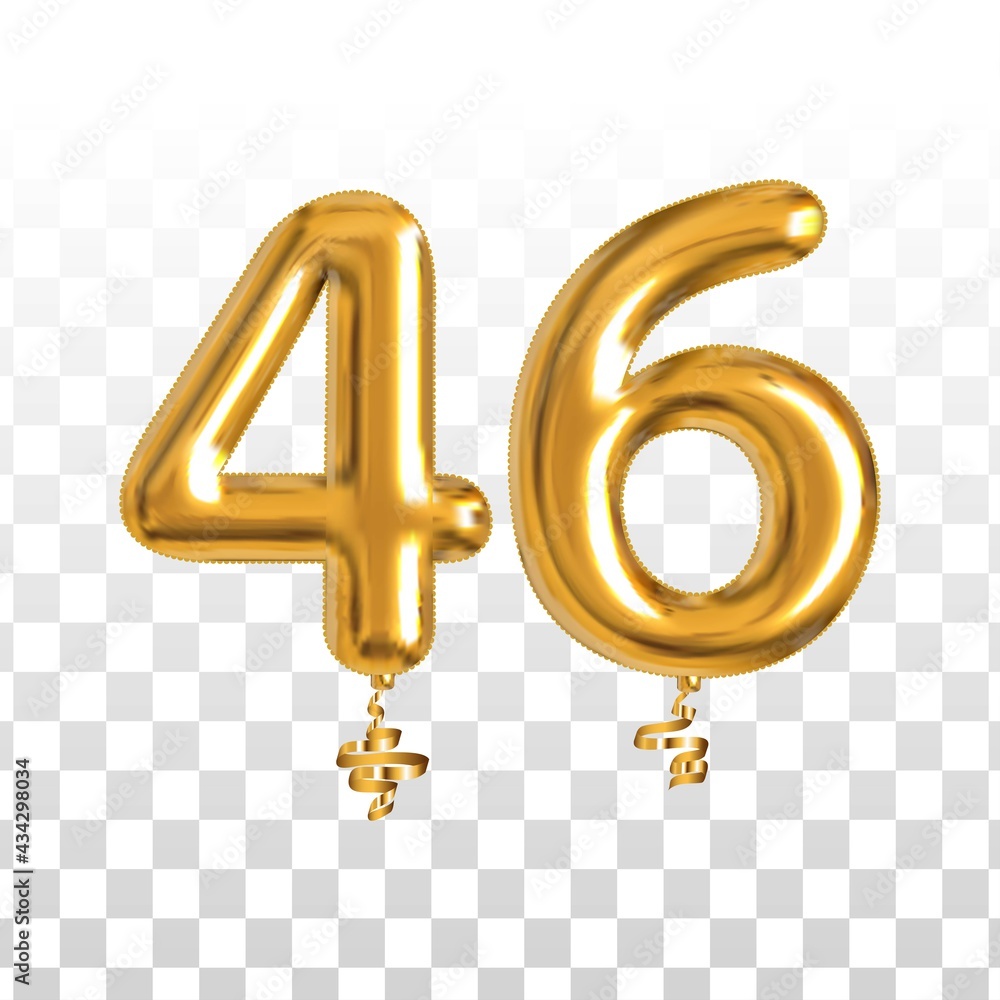 Vector realistic isolated golden balloon number of 46 for invitation ...