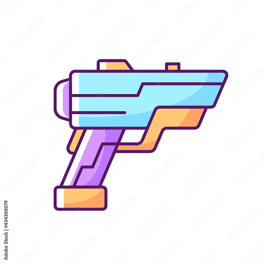 Laser weapon RGB color icon. Ray gun. Beam pistol. Hnadgun for ...