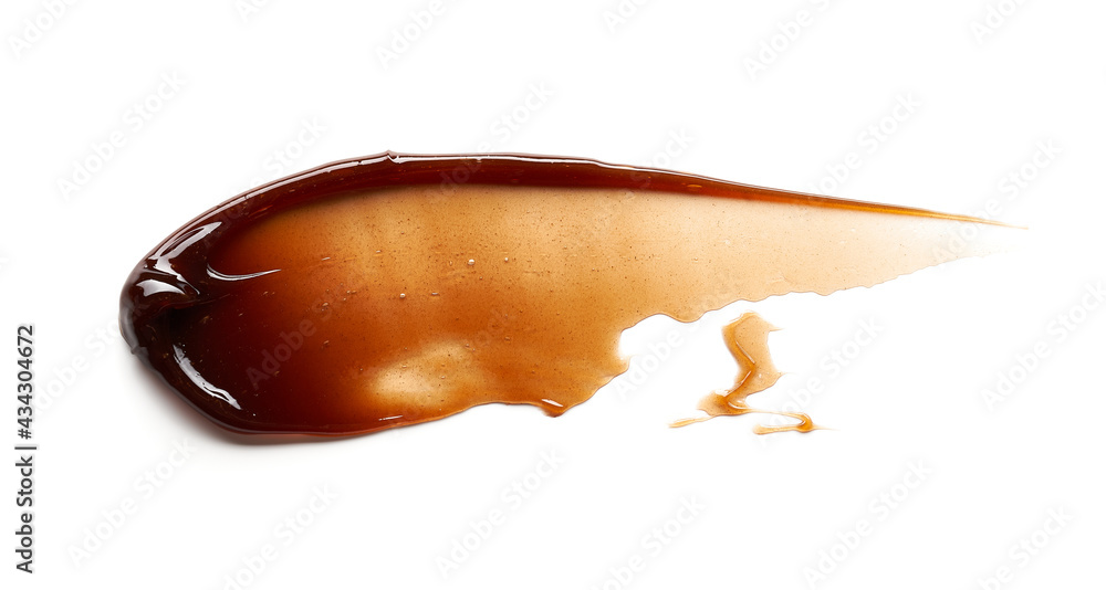 Chocolate colored gel smear and texture. Cosmetic gel or caramel syrup ...