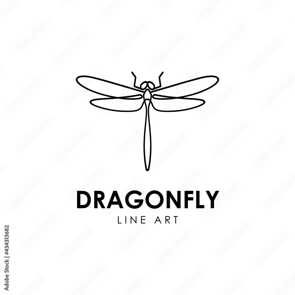 Minimalist Dragonfly wings logo design with line art style Stock Vector ...