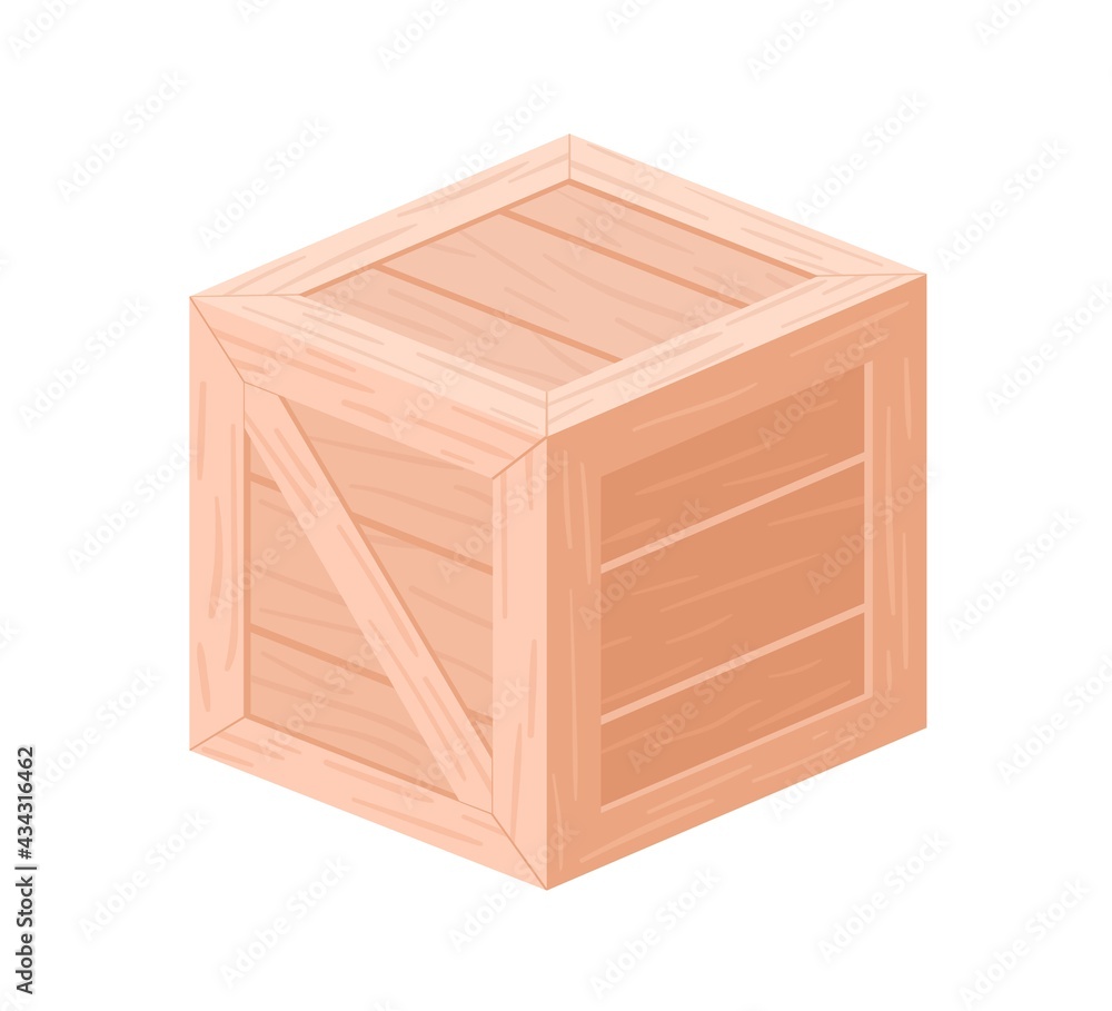 Wooden delivery box for cargo shipping. Closed wood crate for goods ...