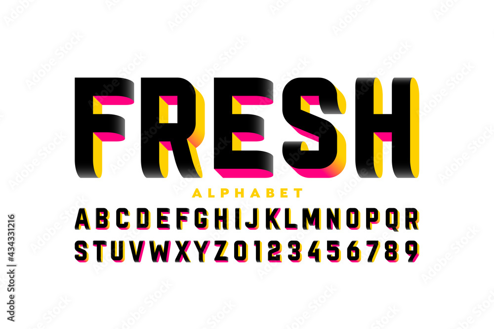 Three-dimensional style font design, 3d alphabet letters and numbers ...