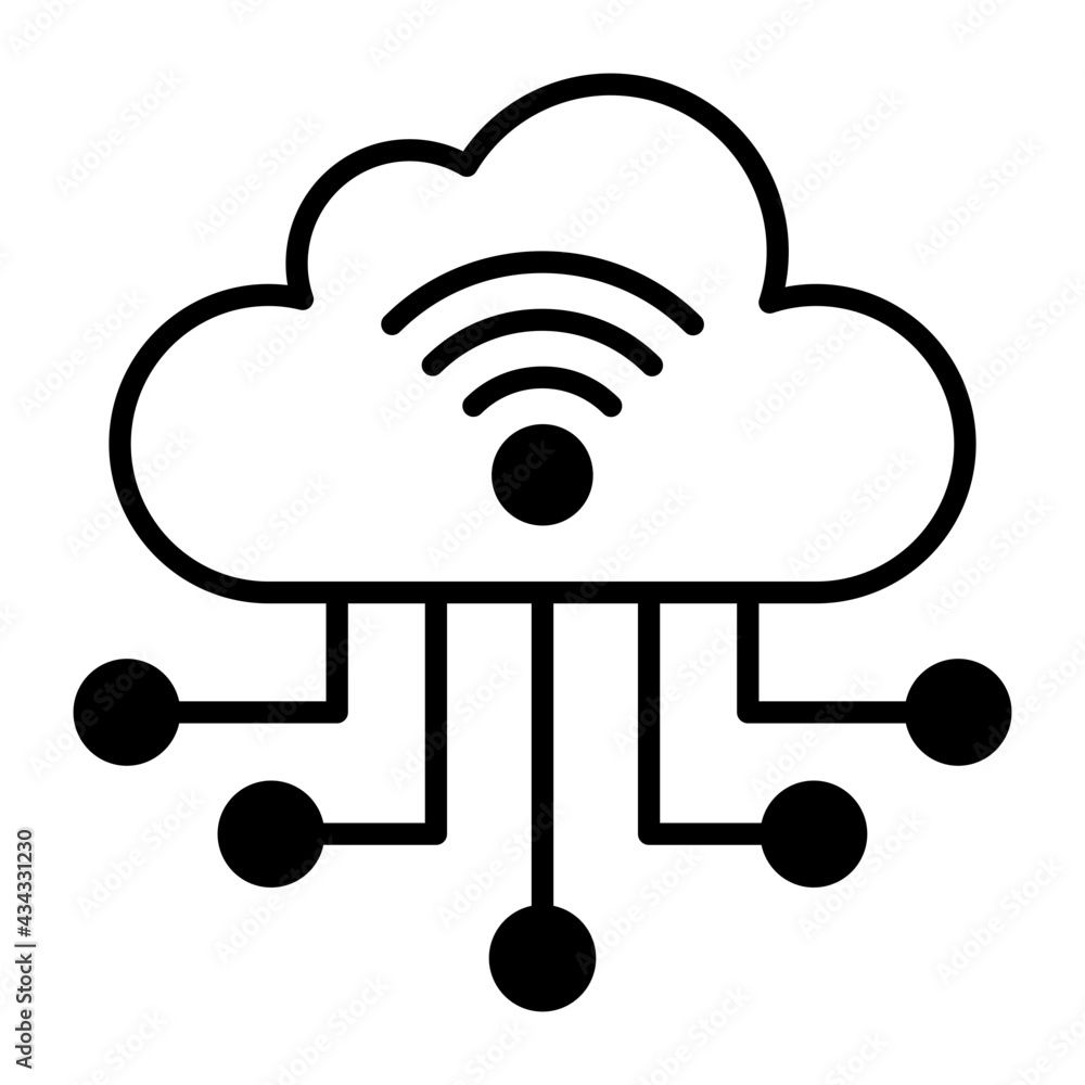 Secure integration of IoT and Cloud Computing Concept Vector line Icon ...
