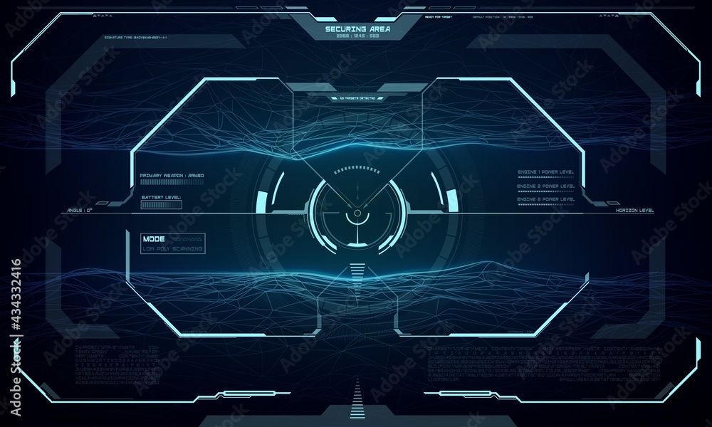 HUD futuristic screen interface, target aim control. Vector ski-fi ...