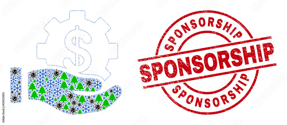 Winter Covid collage financial service offer hand, and Sponsorship red ...