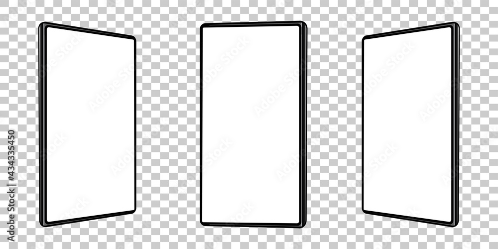 Vector illustration 3D smartphone mockups Horizontal view isolated on ...