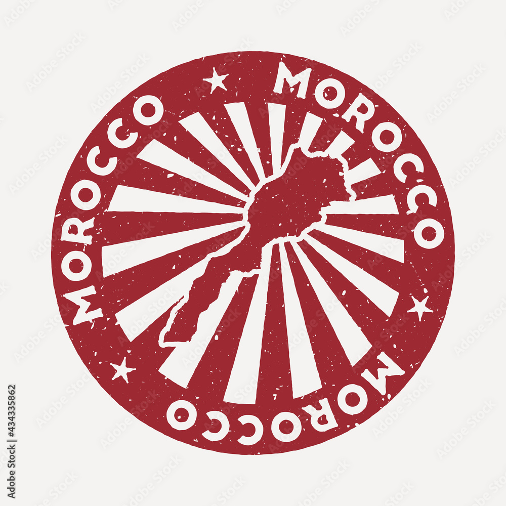 Morocco stamp. Travel red rubber stamp with the map of country, vector ...