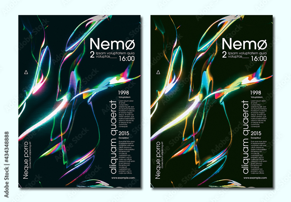Trendy Iridescent Holographic Background Design Poster Layout Stock ...