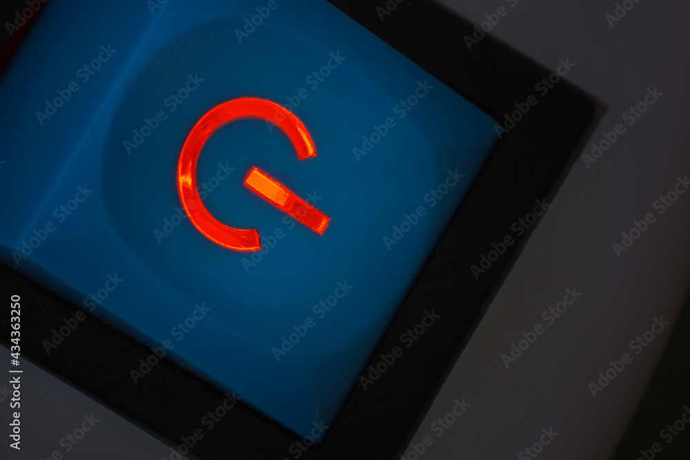 illuminated power on - off switch electricity button on the ...
