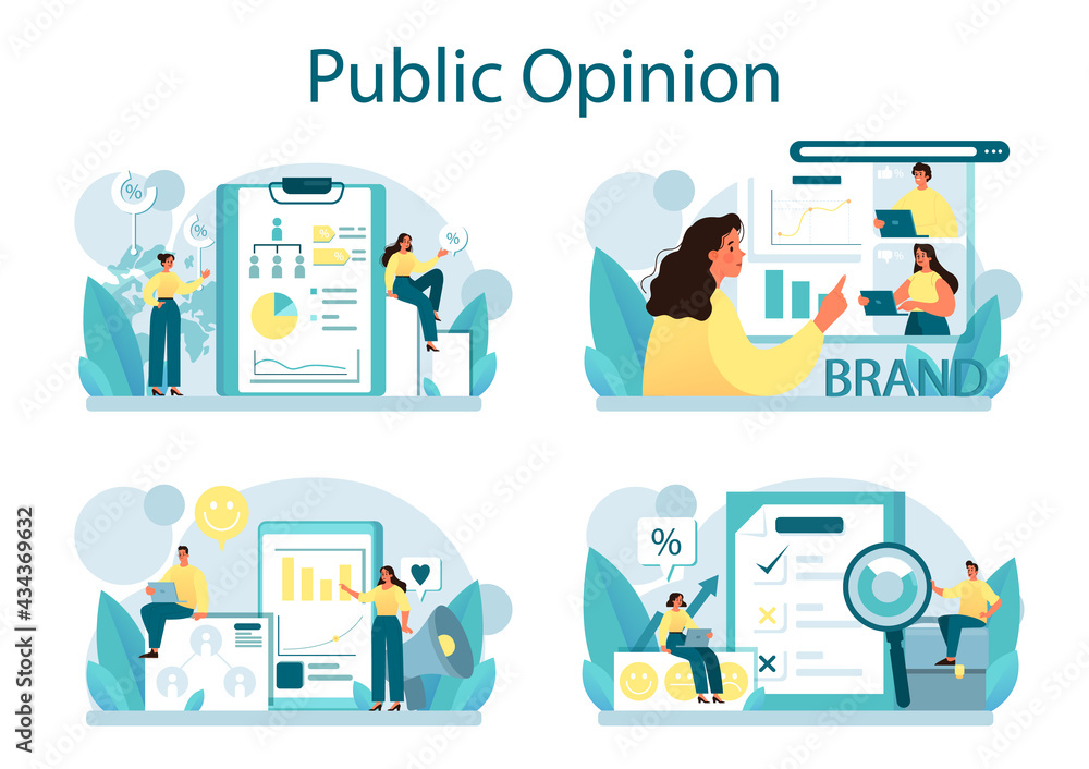 Public opinion set. Idea of PR through mass media to advertise Stock ...