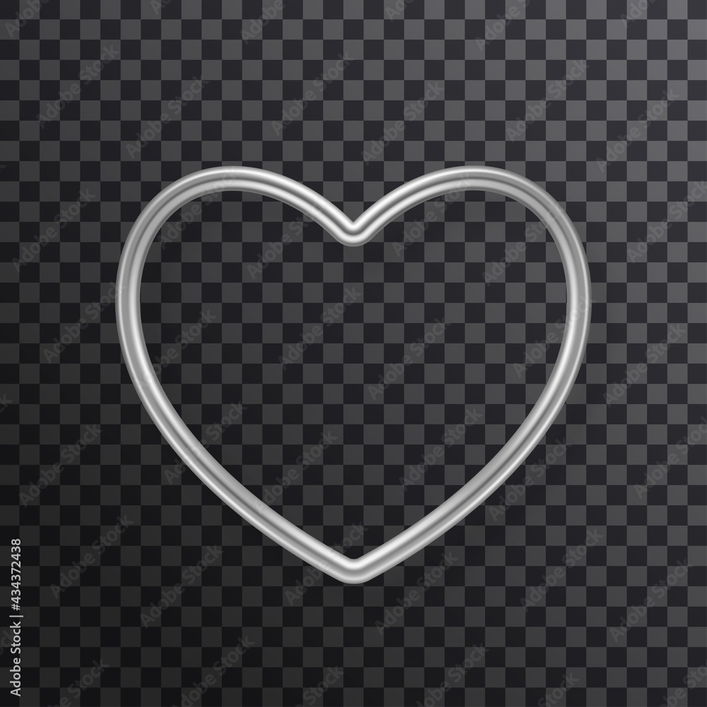 Silver heart frame isolated on transparent background. Vector ...