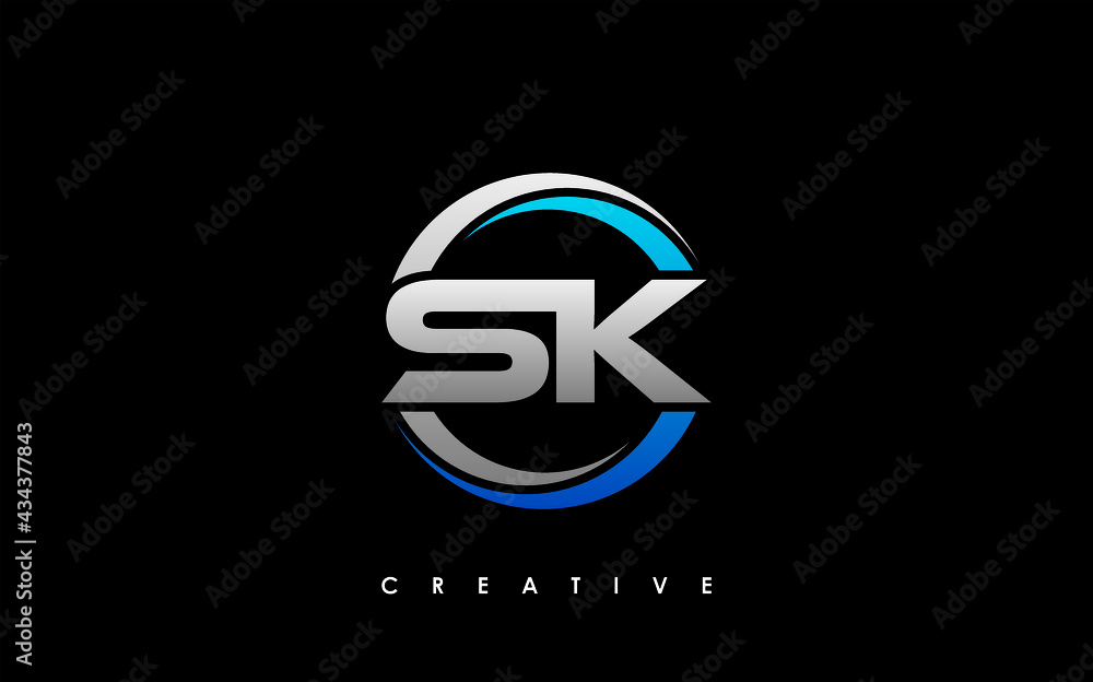 SK Letter Initial Logo Design Template Vector Illustration Stock Vector ...