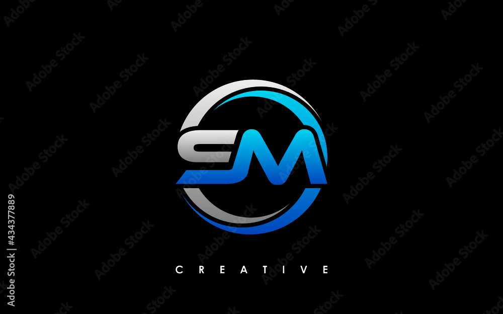 SM Letter Initial Logo Design Template Vector Illustration Stock Vector ...