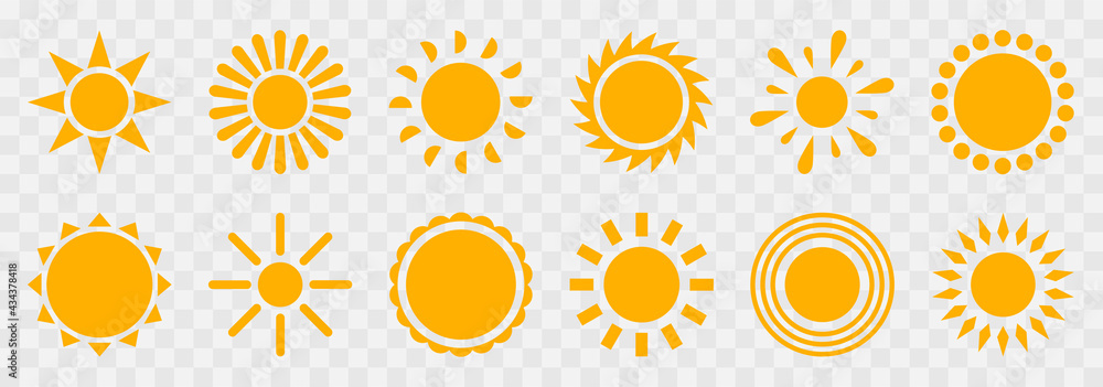 Sun icon set vector.Solar icons.Sun icons vector isolated on ...
