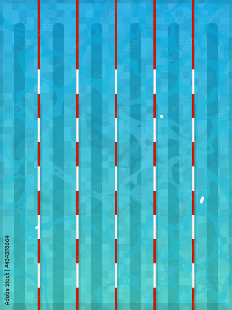 Swimming lane in the pool, top view. Blue water in the sports pool. For a sports banner or ...