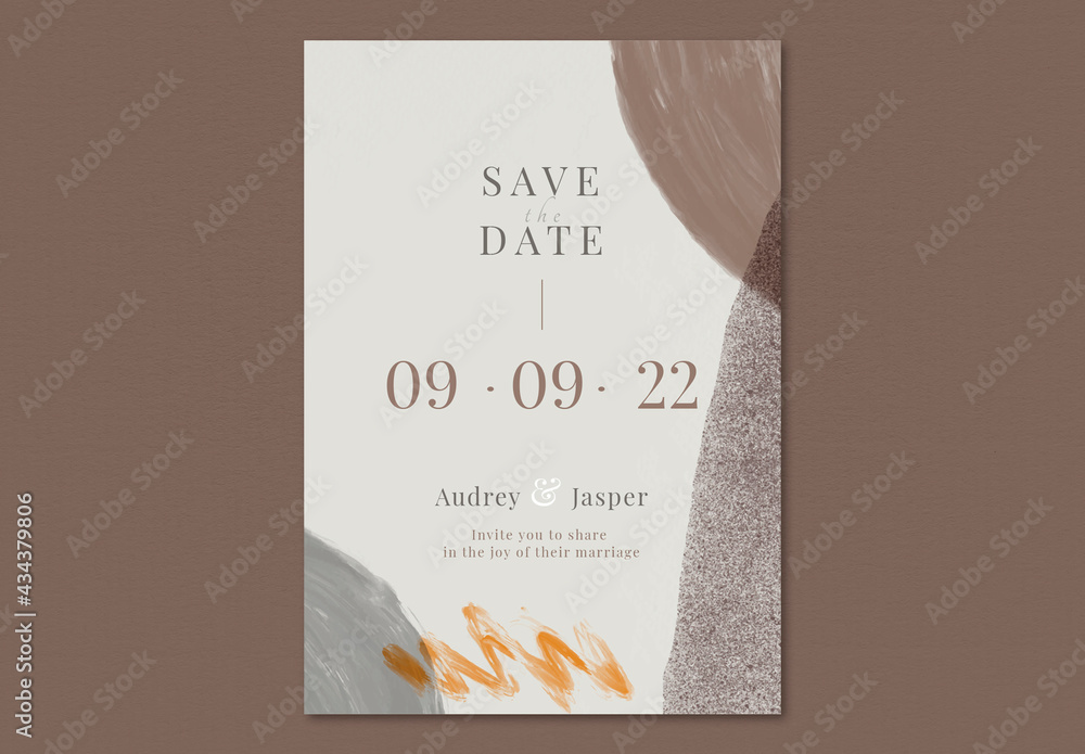 Beige Wedding Invitation Card Template Stock Template | Adobe Stock