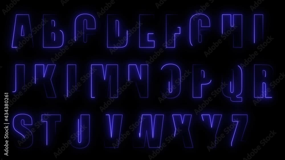Dynamic glow effects of the contours of the uppercase letters of the ...