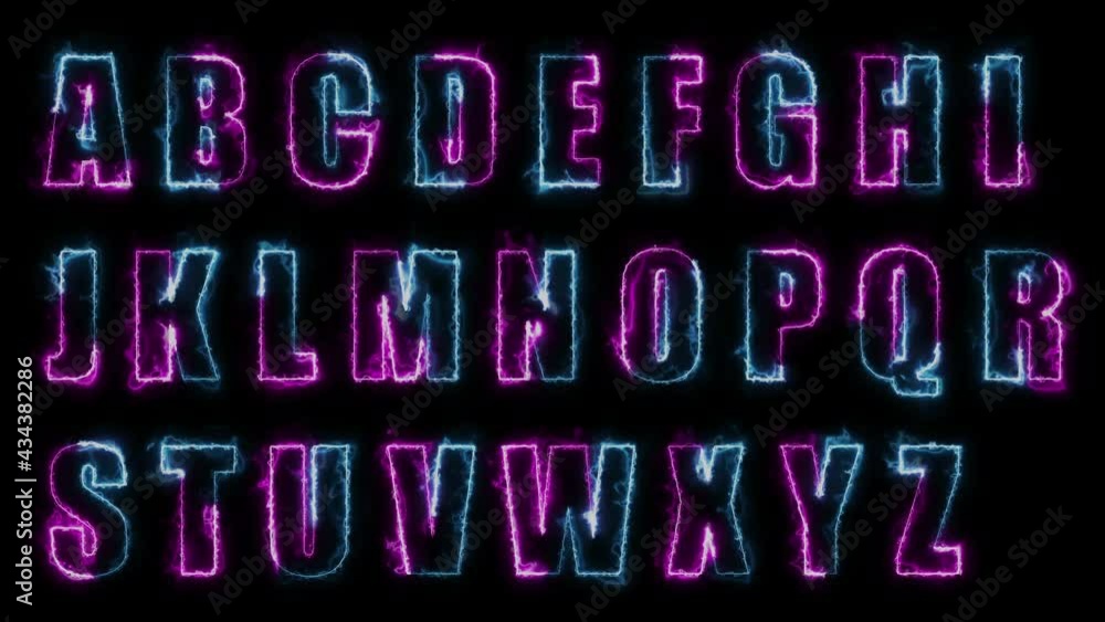 Dynamic glow effects of the contours of the uppercase letters of the ...