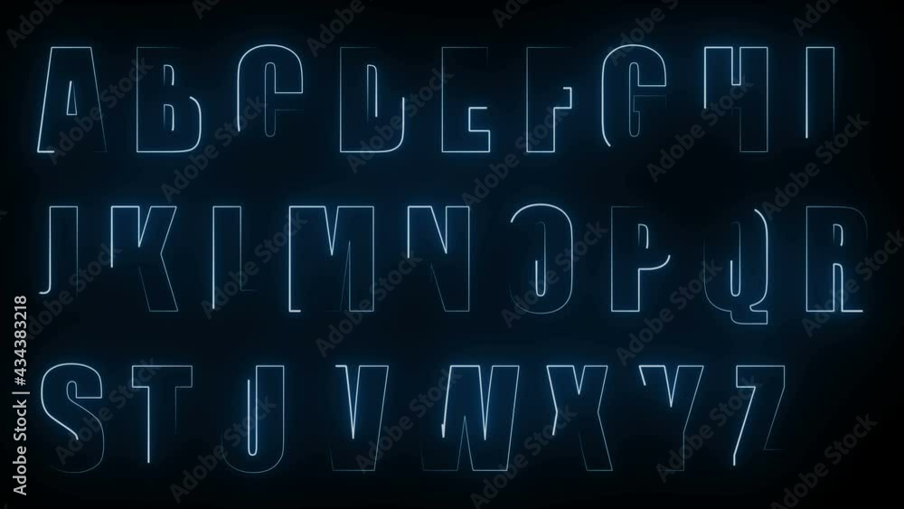 Dynamic glow effects of the contours of the uppercase letters of the ...