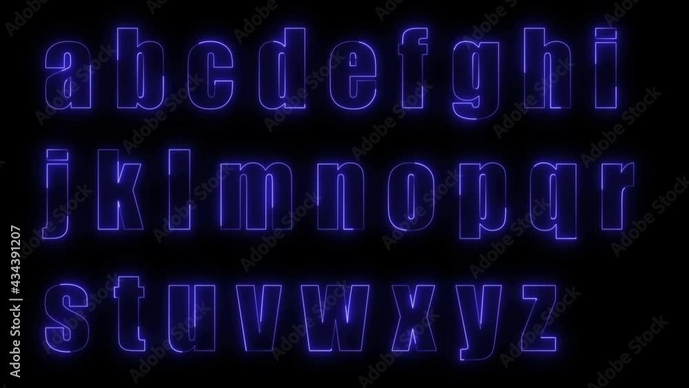 Dynamic glow effects of the contours of the lowercase letters of the ...
