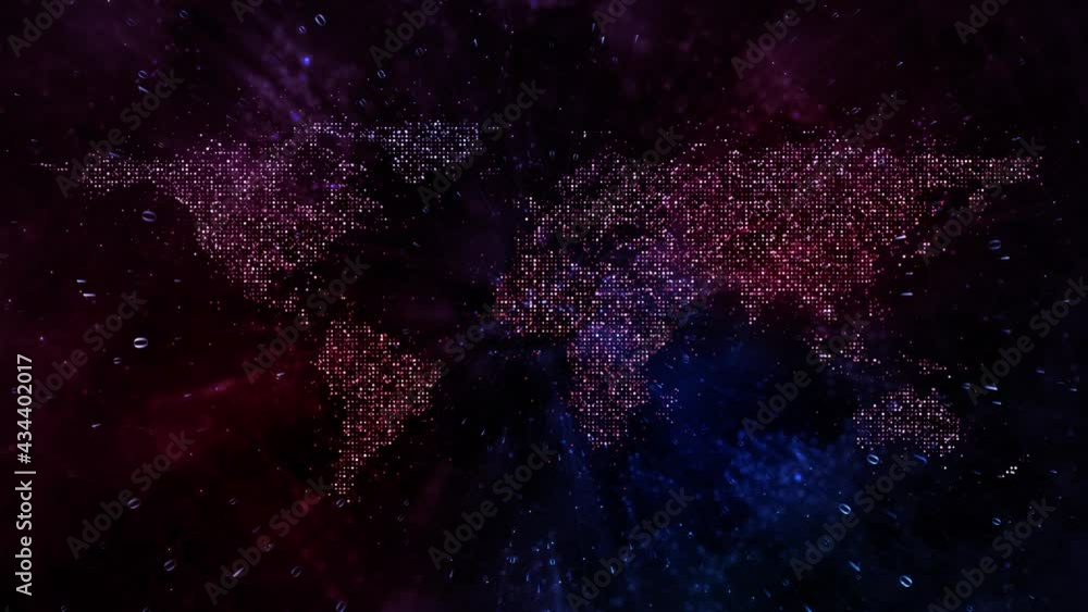 2d world map and binary data animation technology background. Stock ...