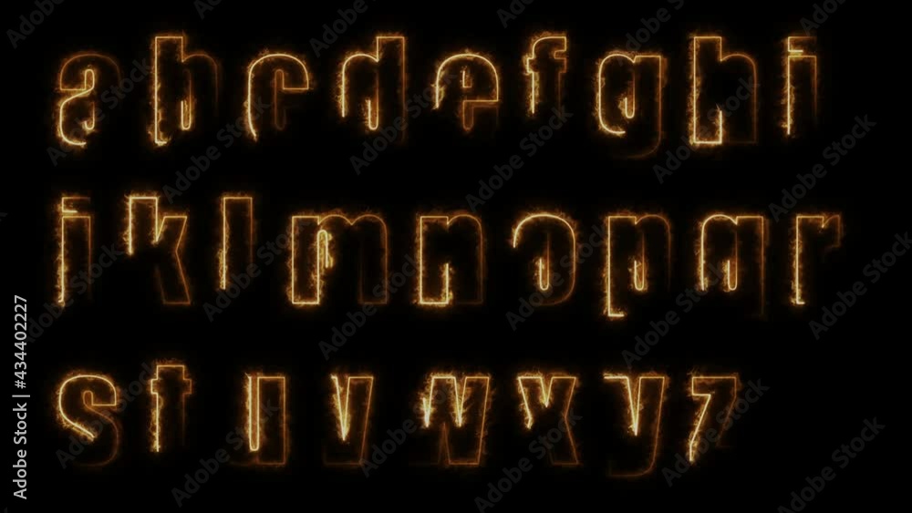 Dynamic glow effects of the contours of the lowercase letters of the ...