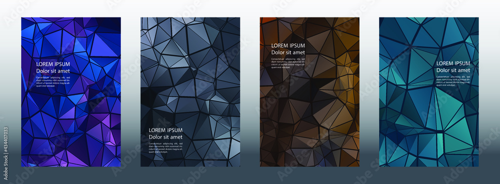 Triangles mosaic geometric cover page layouts vector collection ...