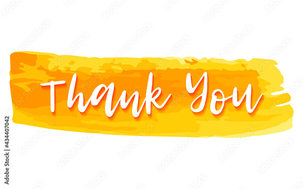 Thank You hand drawn lettering. Calligraphic text on watercolor ...