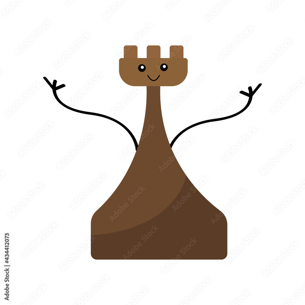 cartoon character disproportionate chess rook with a small head and ...