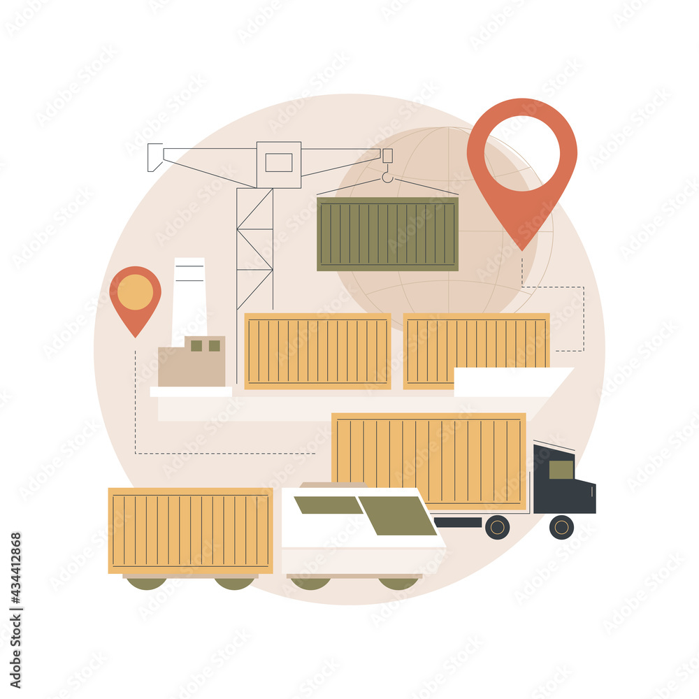Container transportation abstract concept vector illustration ...