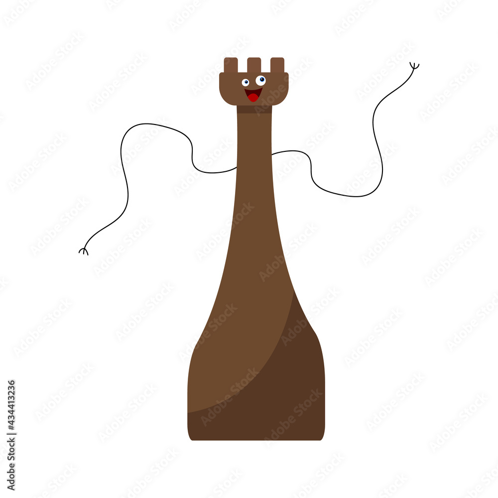 funny disproportionate cartoon character chess Rook makes wavy ...